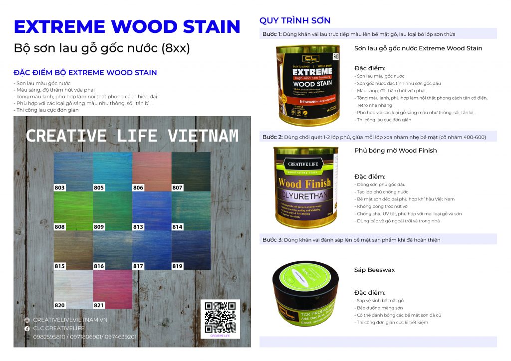 Sơn Lau Gỗ Extreme Wood Stain 8xx - Gốc Nước » Creative Life Việt Nam